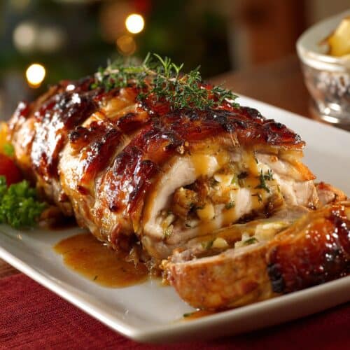 Delicious Christmas Stuffed Pork Roast - therecipesnook.com