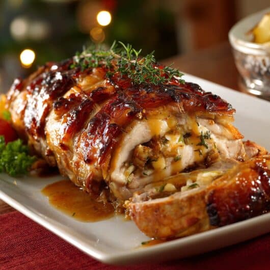 Delicious Christmas Stuffed Pork Roast - therecipesnook.com